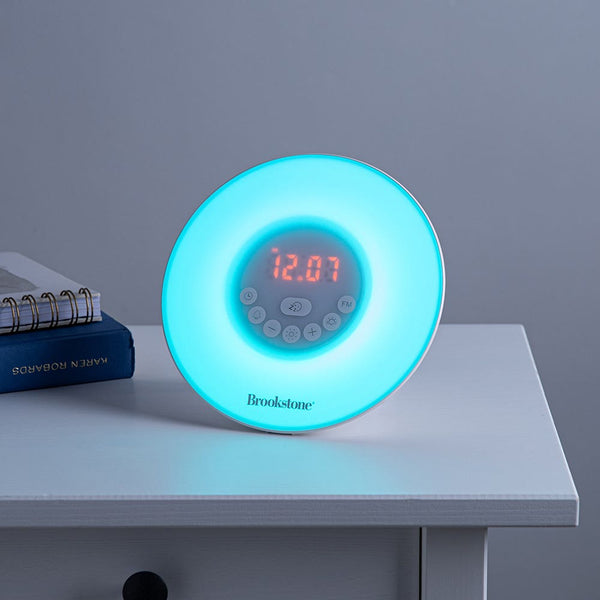 Brookstone BSWK622 Sunrise Rise-N-Shine 'Wake Up' Alarm Clock w/ FM Ra ...
