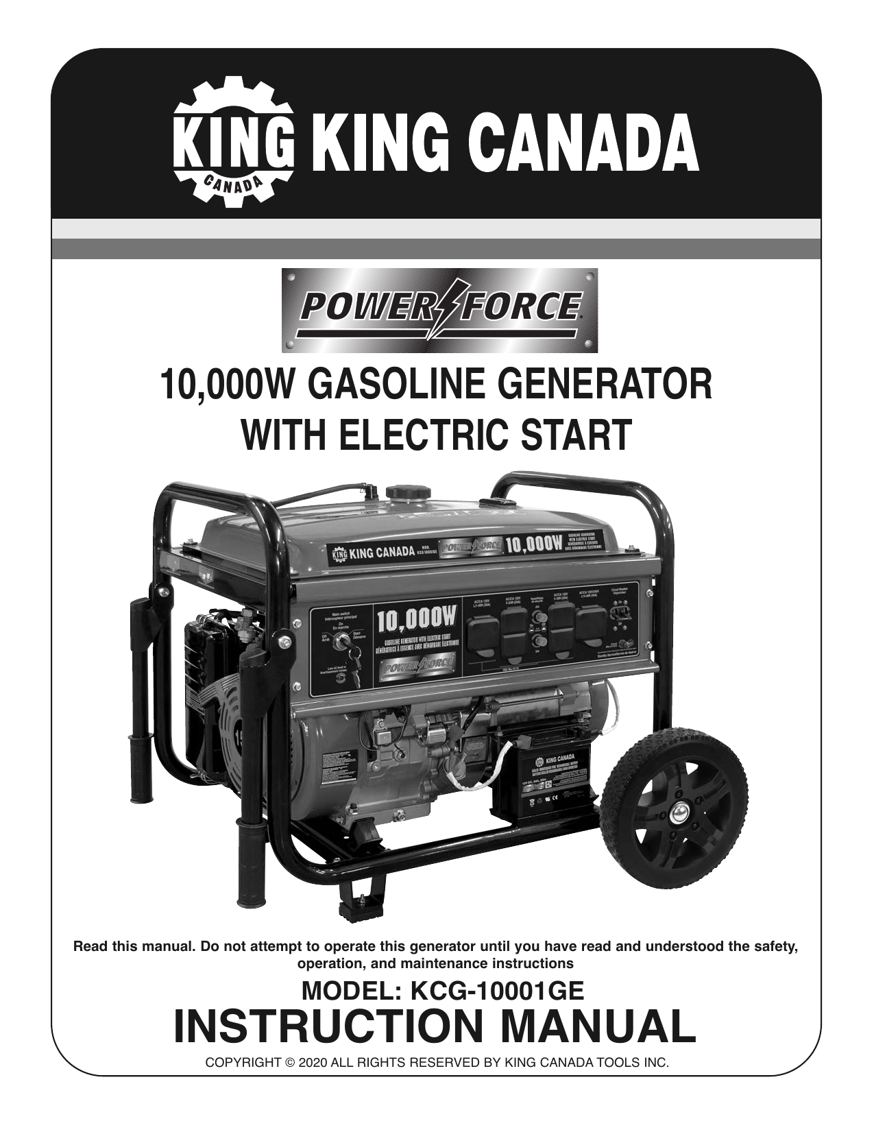 King Canada KCG-10001GE Gasoline Generator w/ Electric Start. | RPS ...