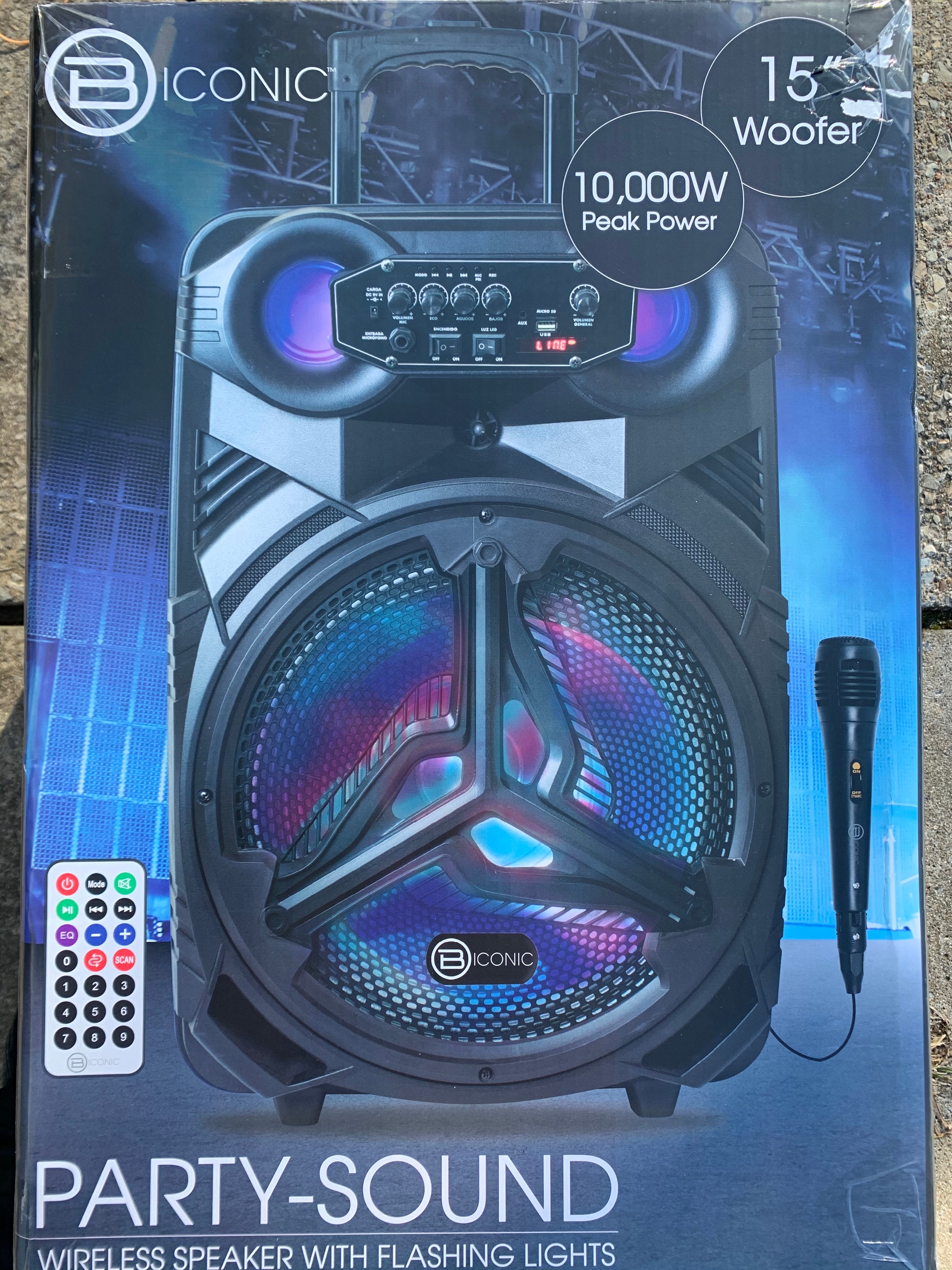 Biconic BC-SW-15-101-BK Party Sound Wireless Speaker With Flashing Lig ...